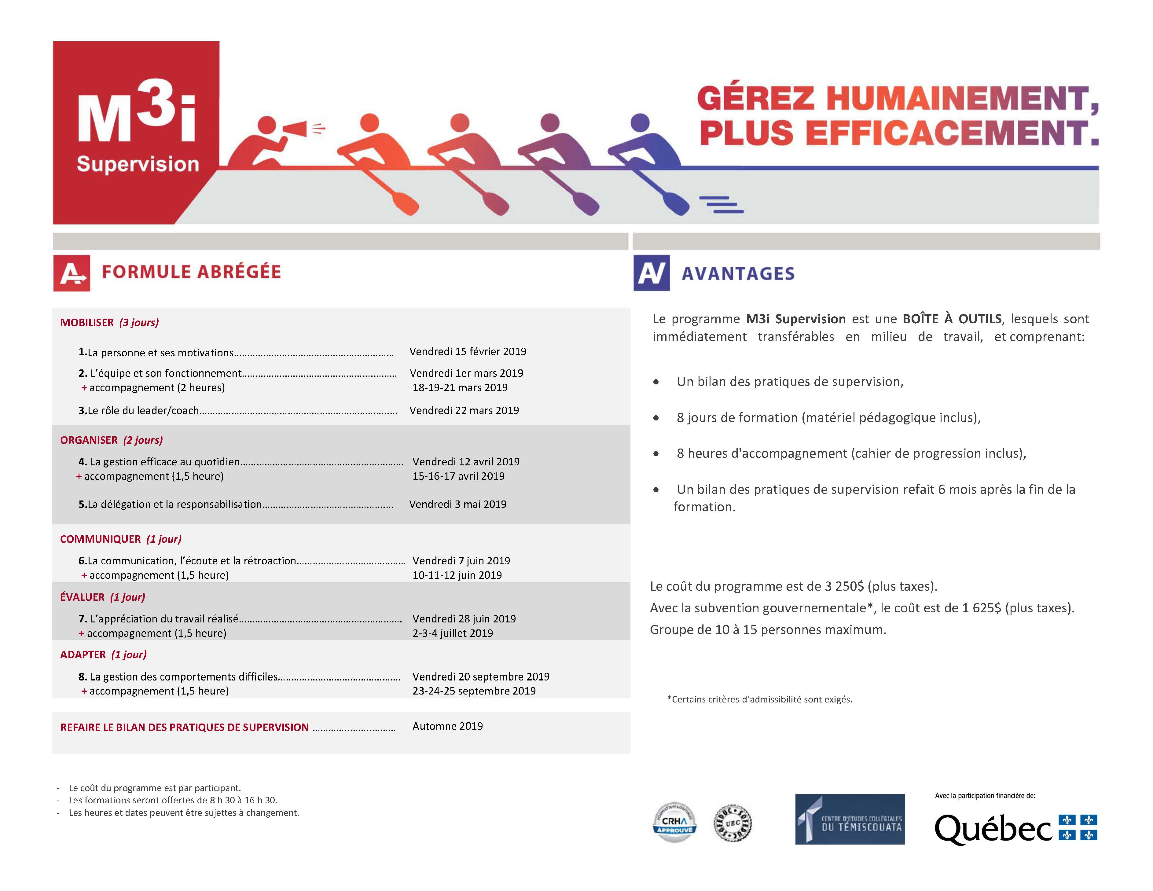Calendrier 2019 des formations M3i Supervision | Centre local de ...